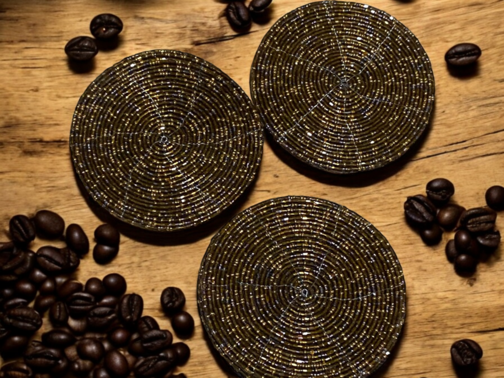 Mocha Beaded Coaster | Set of 2 - ArtisanVenue